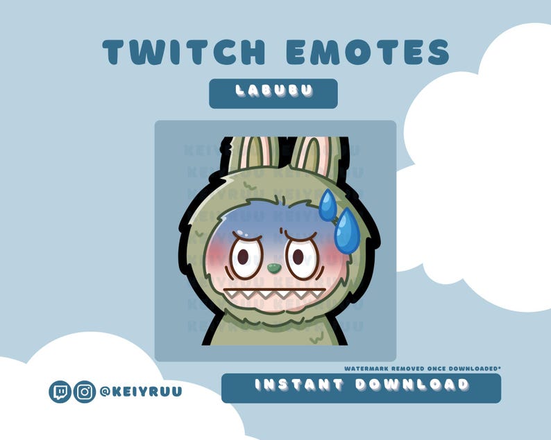 Cute Kawaii Monsters Labubu Scared Emote Bundle | Twitch | Discord ...