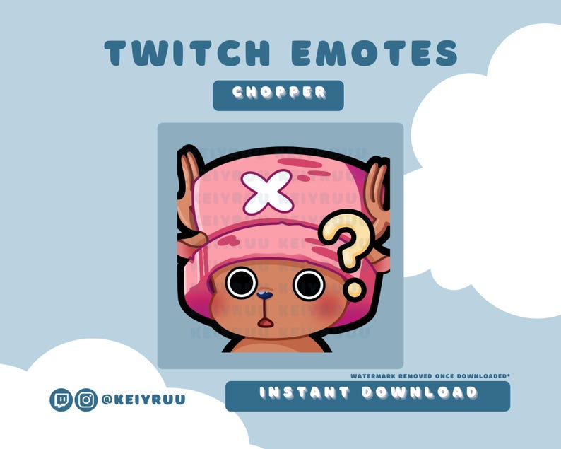 Cute Kawaii Chibi Straw Hat Pirates Chopper Confused Emote Bundle ...