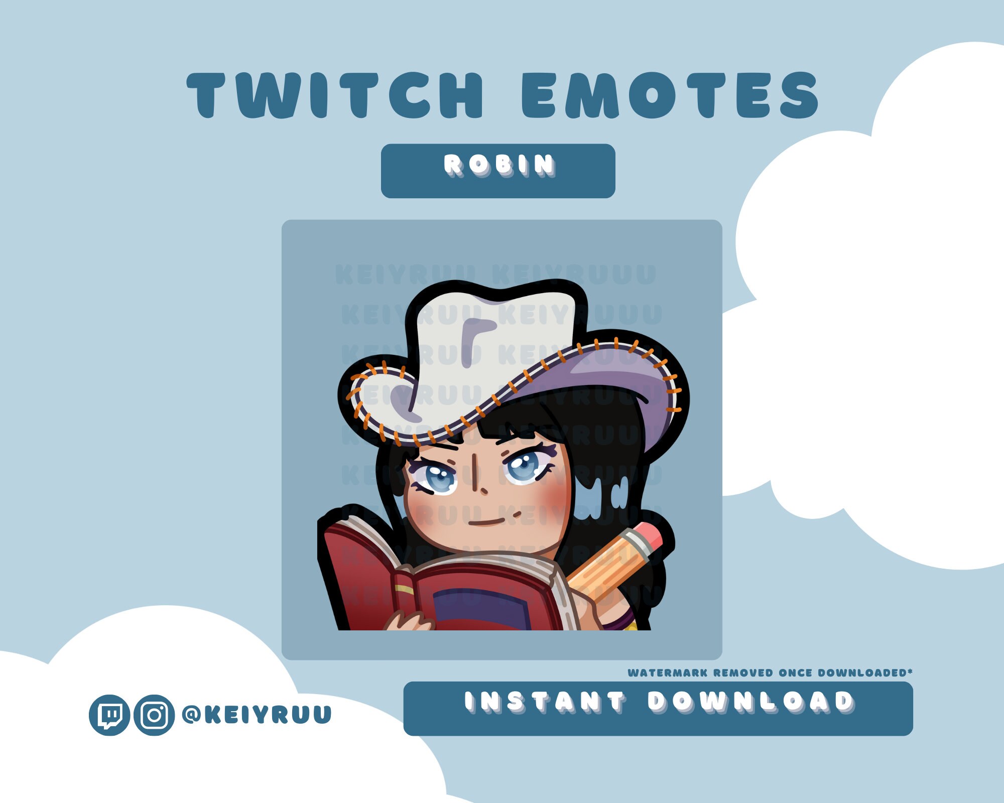 Cute Kawaii Chibi Straw Hat Pirates Robin Emote Bundle Twitch Discord ...