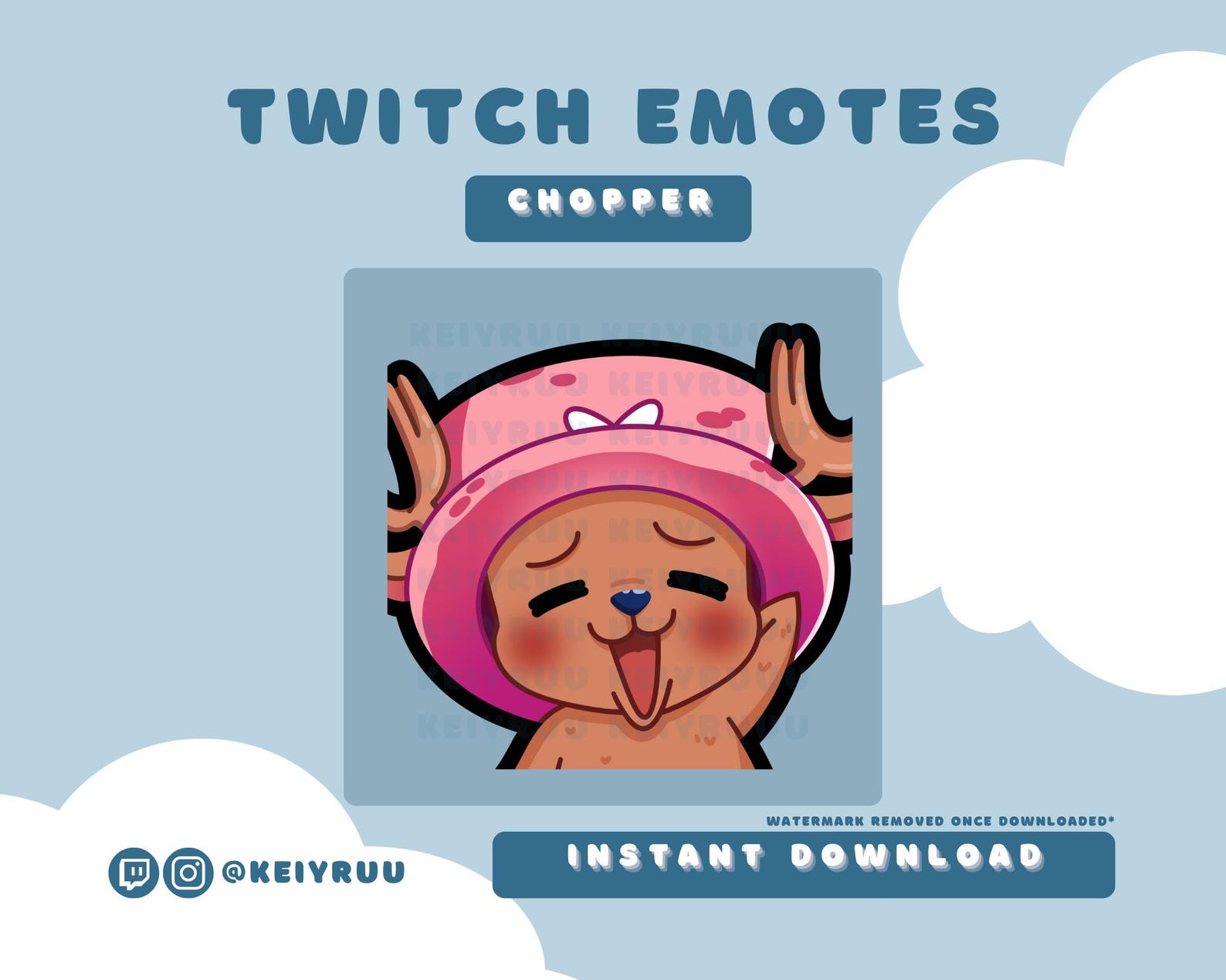 Cute Kawaii Chibi Straw Hat Pirates Chopper Shy Emote Bundle | Twitch ...
