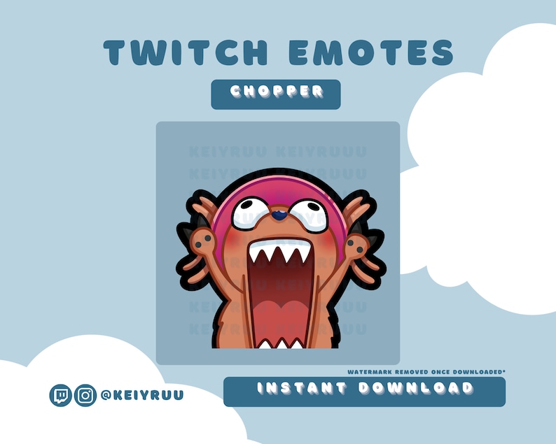 Cute Kawaii Chibi Straw Hat Pirates Chopper Scared Emote Bundle Twitch ...