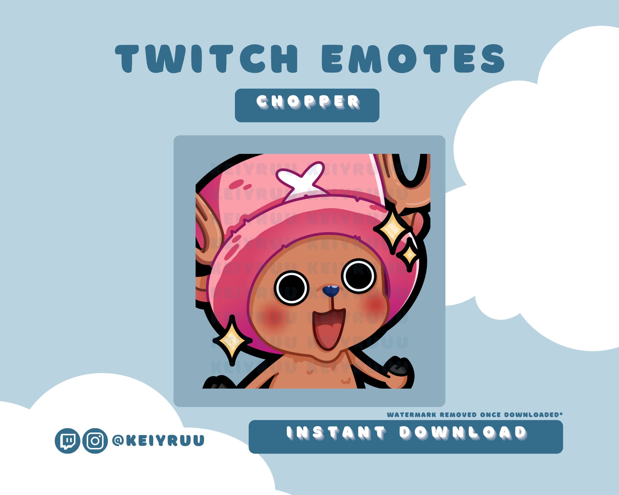 Cute Kawaii Chibi Straw Hat Pirates Chopper Pog Emote Bundle | Twitch ...