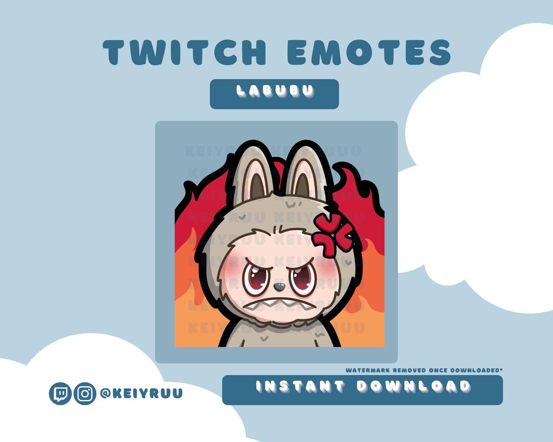 Cute Kawaii Monsters Labubu Angry Emote Bundle | Twitch | Discord ...