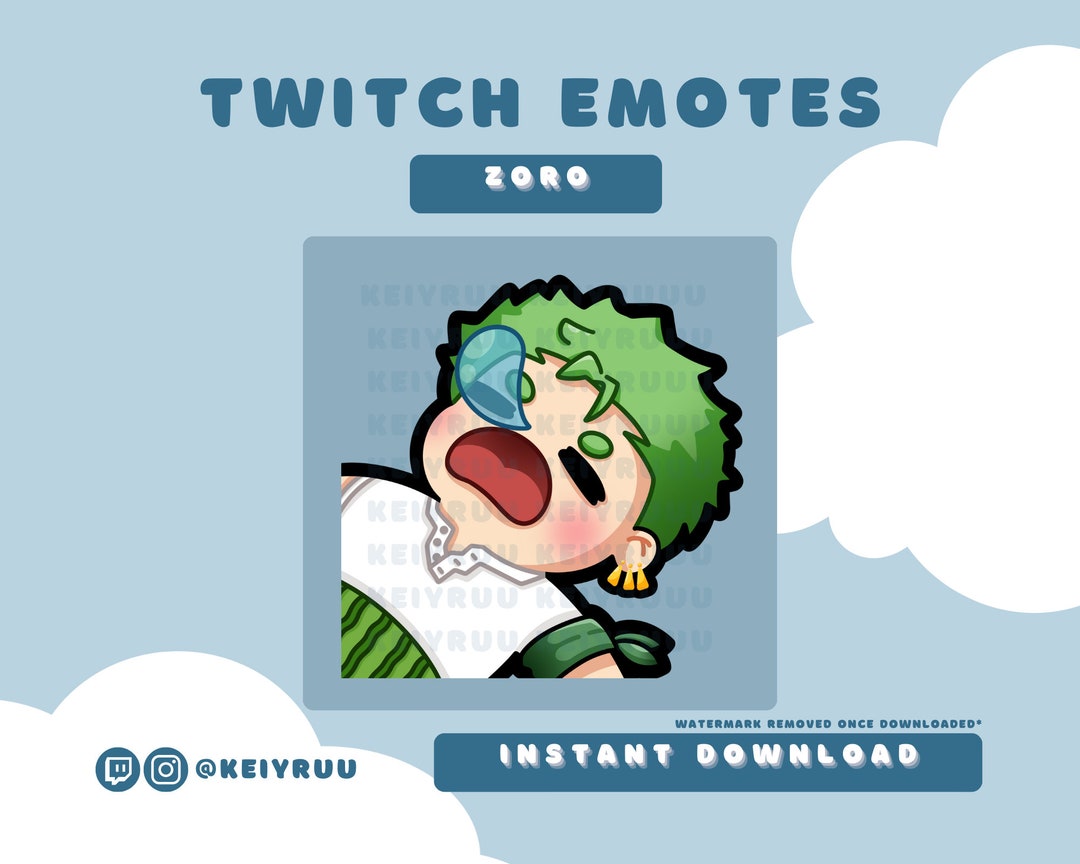 Cute Kawaii Chibi Straw Hat Pirates Zoro Emote Bundle | Twitch ...