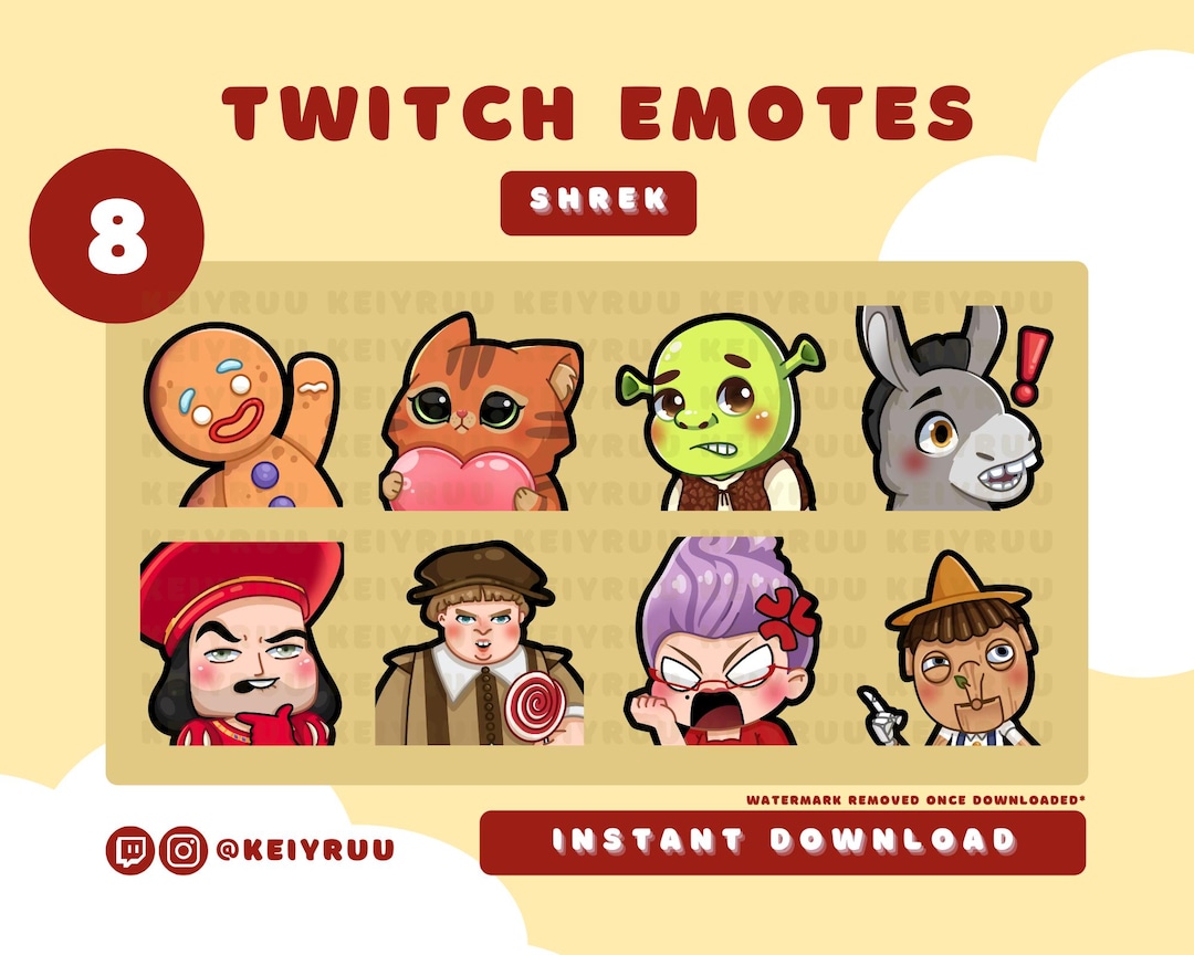 8 Cute Shrek Ogre Emote Bundle | Twitch | Discord | Streamer Emote Pack ...