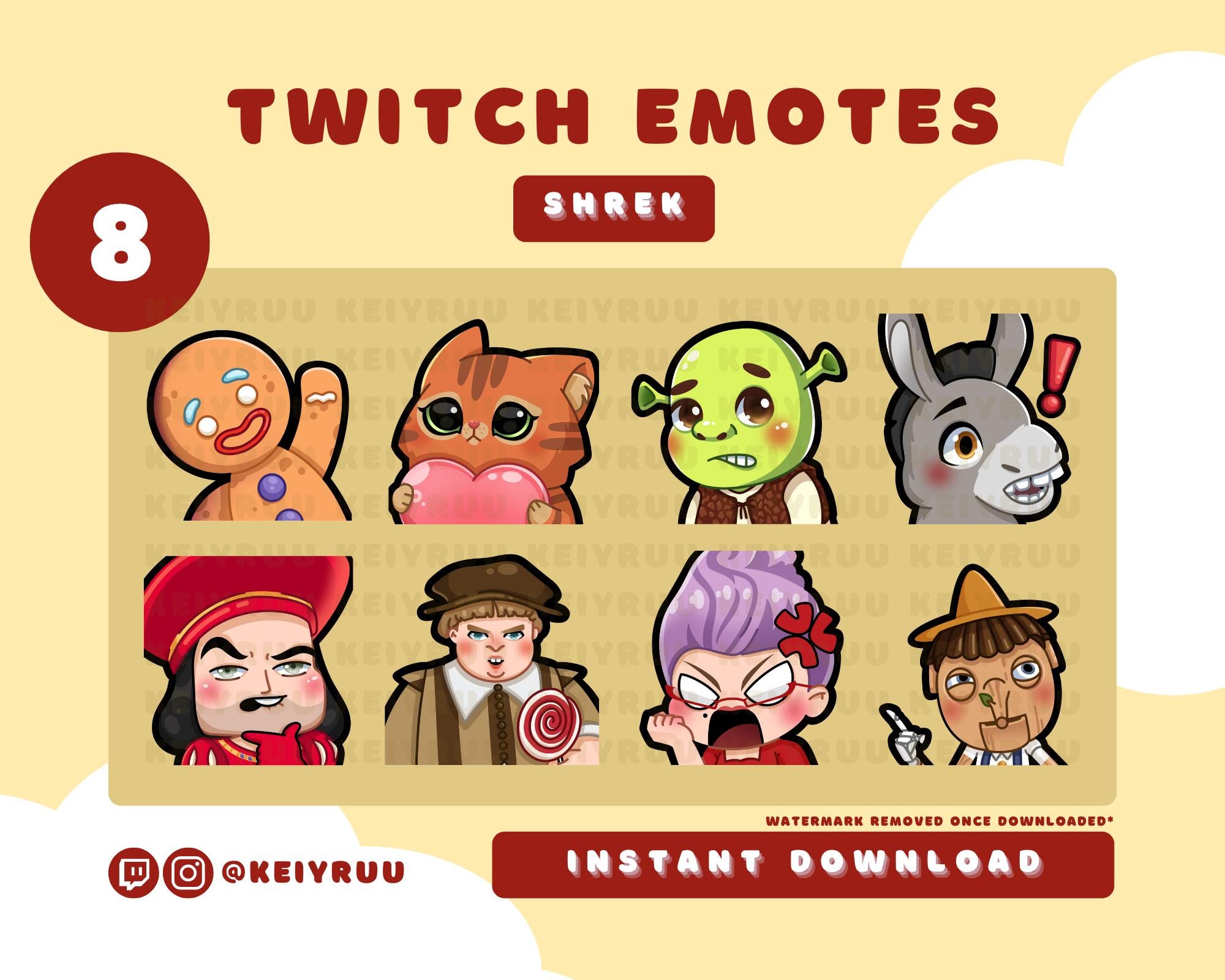 8 Cute Shrek Ogre Emote Bundle | Twitch | Discord | Streamer Emote Pack ...