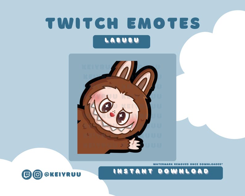 Cute Kawaii Monsters Labubu Hi Emote Bundle | Twitch | Discord ...