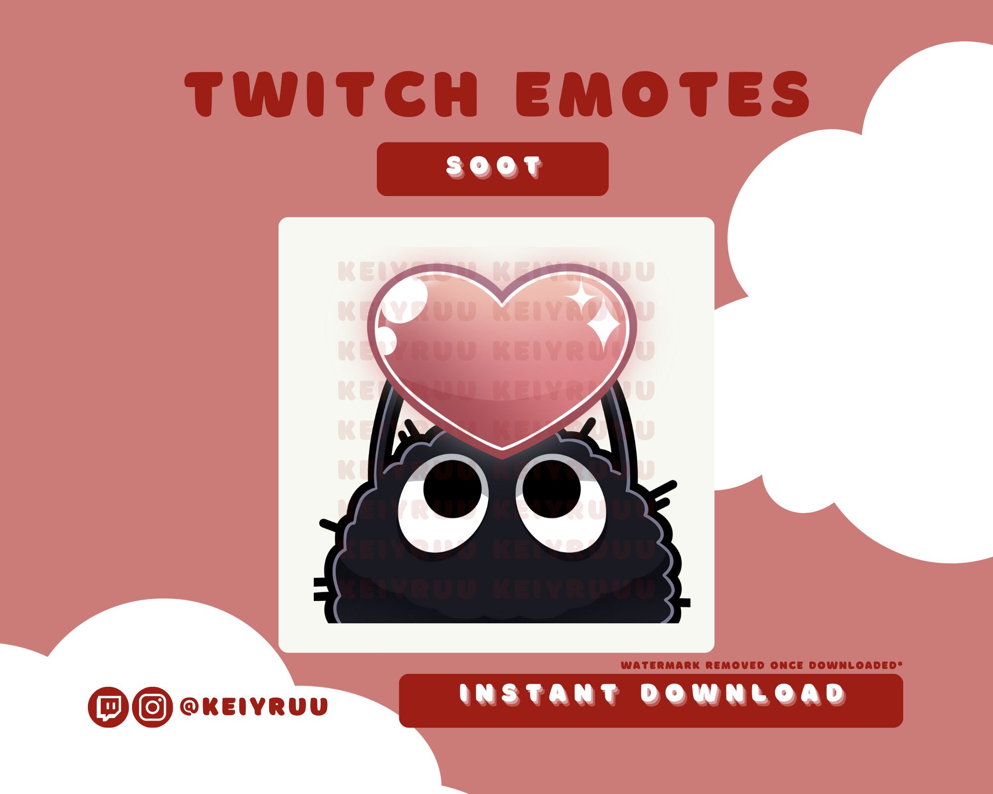 Cute Ghibli Soot Heart Love Spirit Anime Emote Bundle | Twitch ...