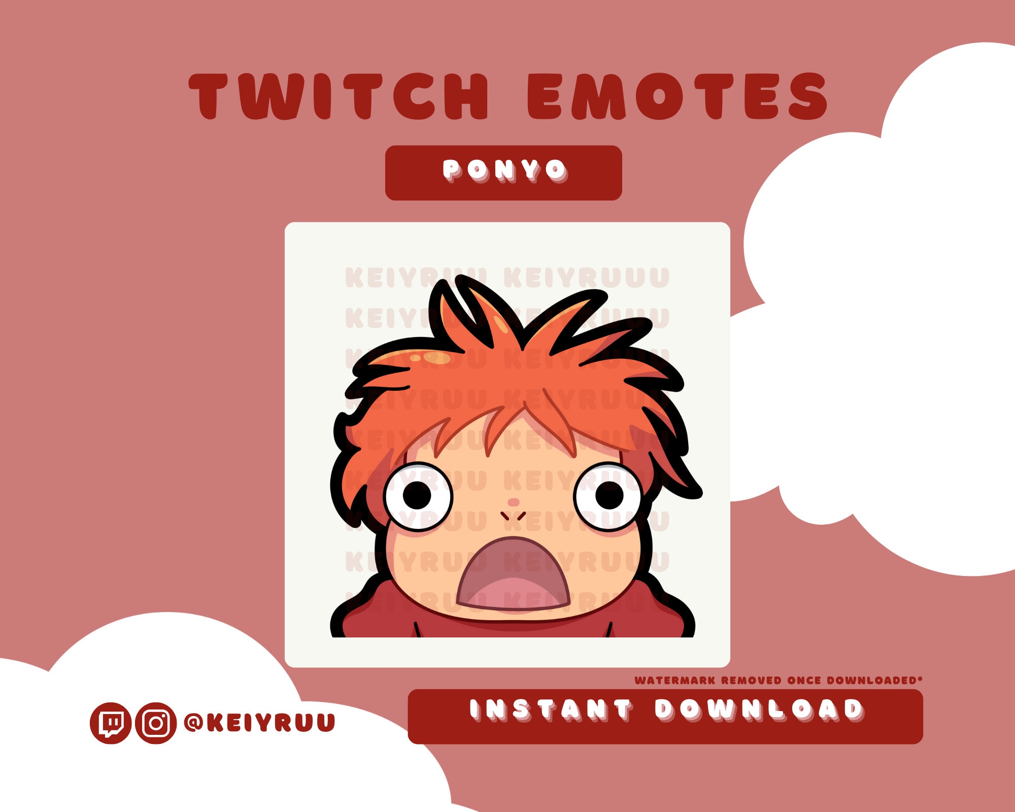 Cute Ghibli Goldfish Princess Shocked Scared Anime Emote Bundle ...
