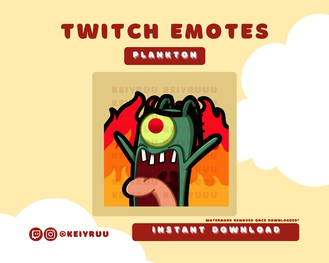 Cute Funny Rage Angry Fire Sponge Plankton Cartoon Emote Bundle Twitch ...