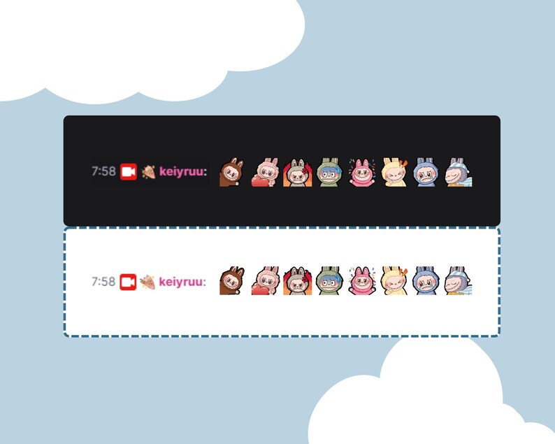 8 Cute Kawaii Monsters Labubu Emote Bundle Twitch Discord Streamer ...