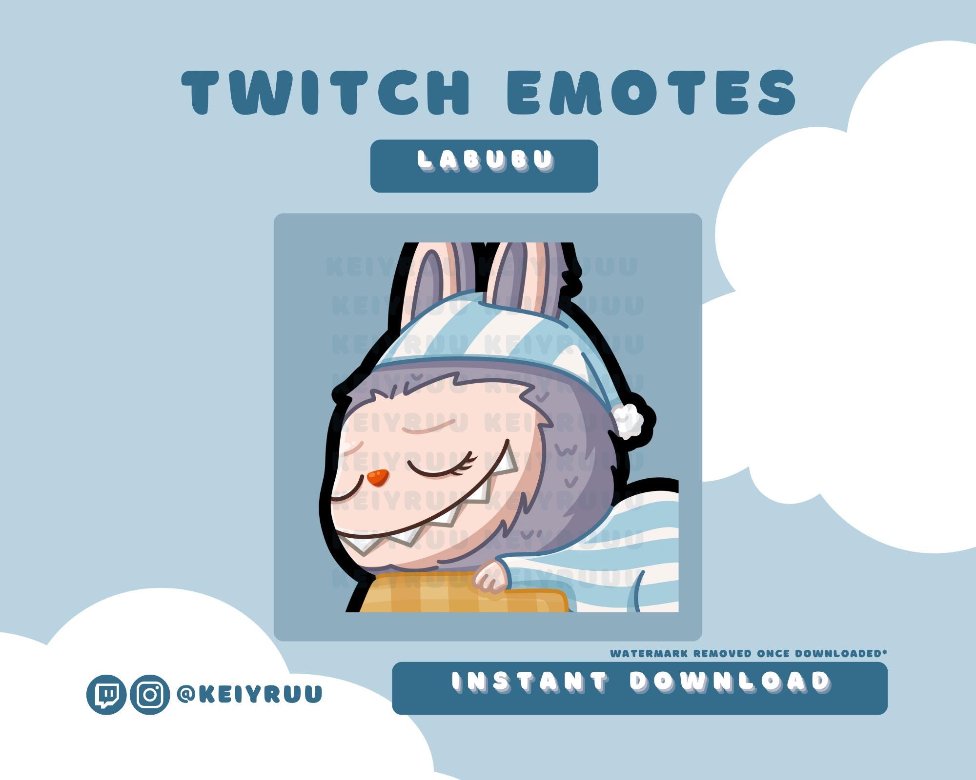 Cute Kawaii Monsters Labubu Sleep Emote Bundle | Twitch | Discord ...