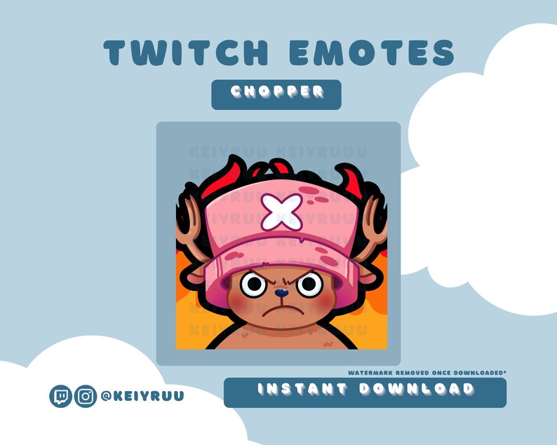 Cute Kawaii Chibi Straw Hat Pirates Chopper Rage Emote Bundle | Twitch ...