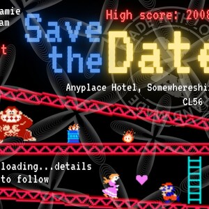 Printable Save the Date Geek, Retro, Gamer, Donkey Kong, Alternative ...