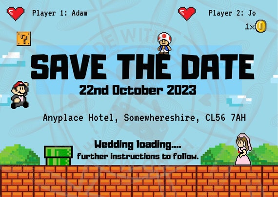 Printable Save the Date Wedding Save the Date Mario - Etsy