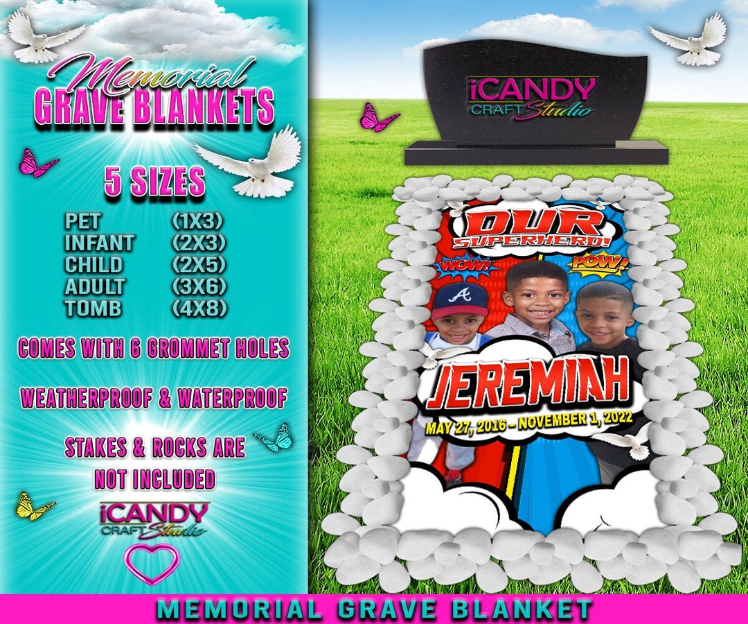 Superhero Memorial Grave Blanket, Super Hero, Grave Blanket, Grave ...