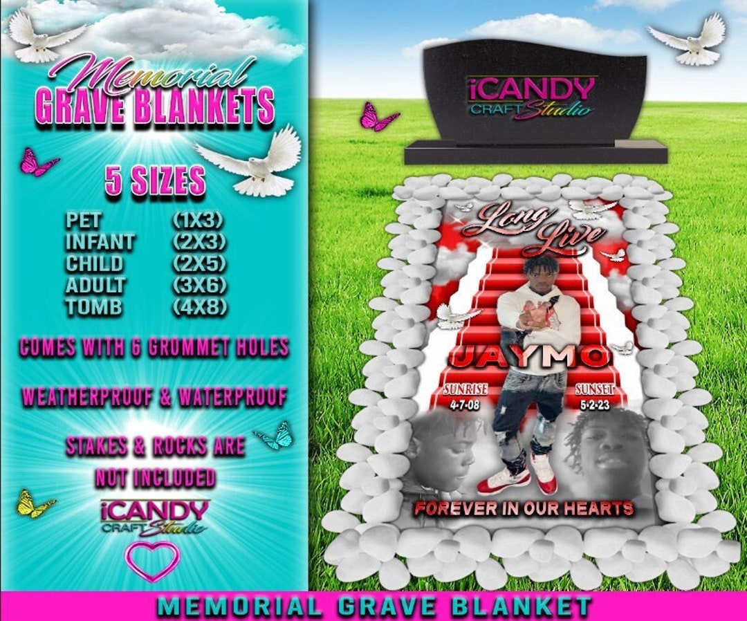 Grave Blanket, Memorial Grave Blanket, Grave Marker, Home Going, Memorial Keepsakes, Custom ...