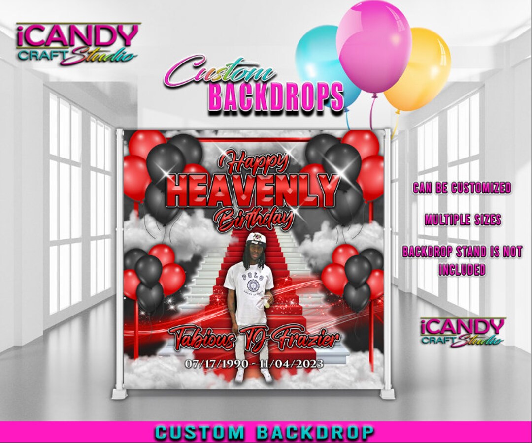 Heavenly Birthday Backdrop, Custom Funeral Backdrop, Custom Repass ...