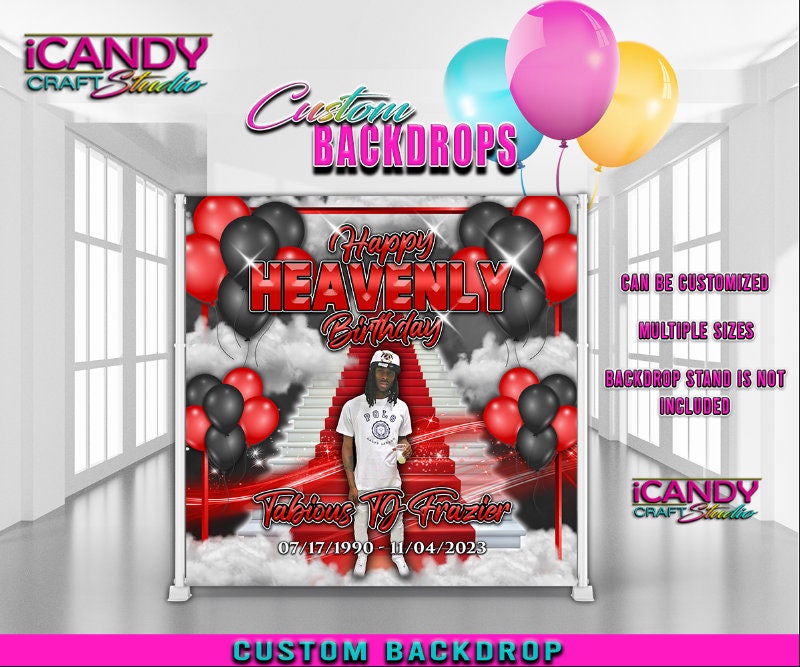 Heavenly Birthday Backdrop, Custom Funeral Backdrop, Custom Repass ...