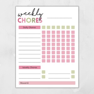 Editable Kids Chore Chart: Weekly Responsibility Tracker (PDF Download ...