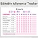 Printable Weekly Allowance Chart, Editable Chore Charts, Kids Chore ...