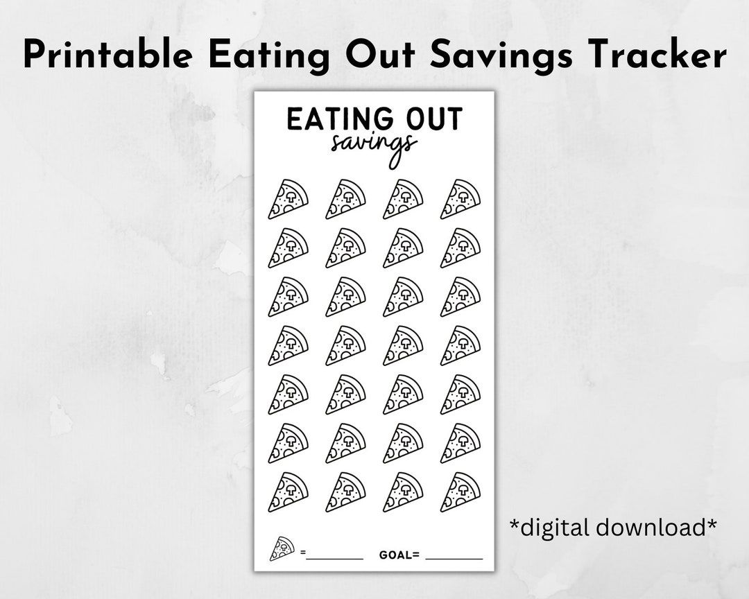Printable Eating Out Savings Tracker, Print at Home Savings Challenge ...