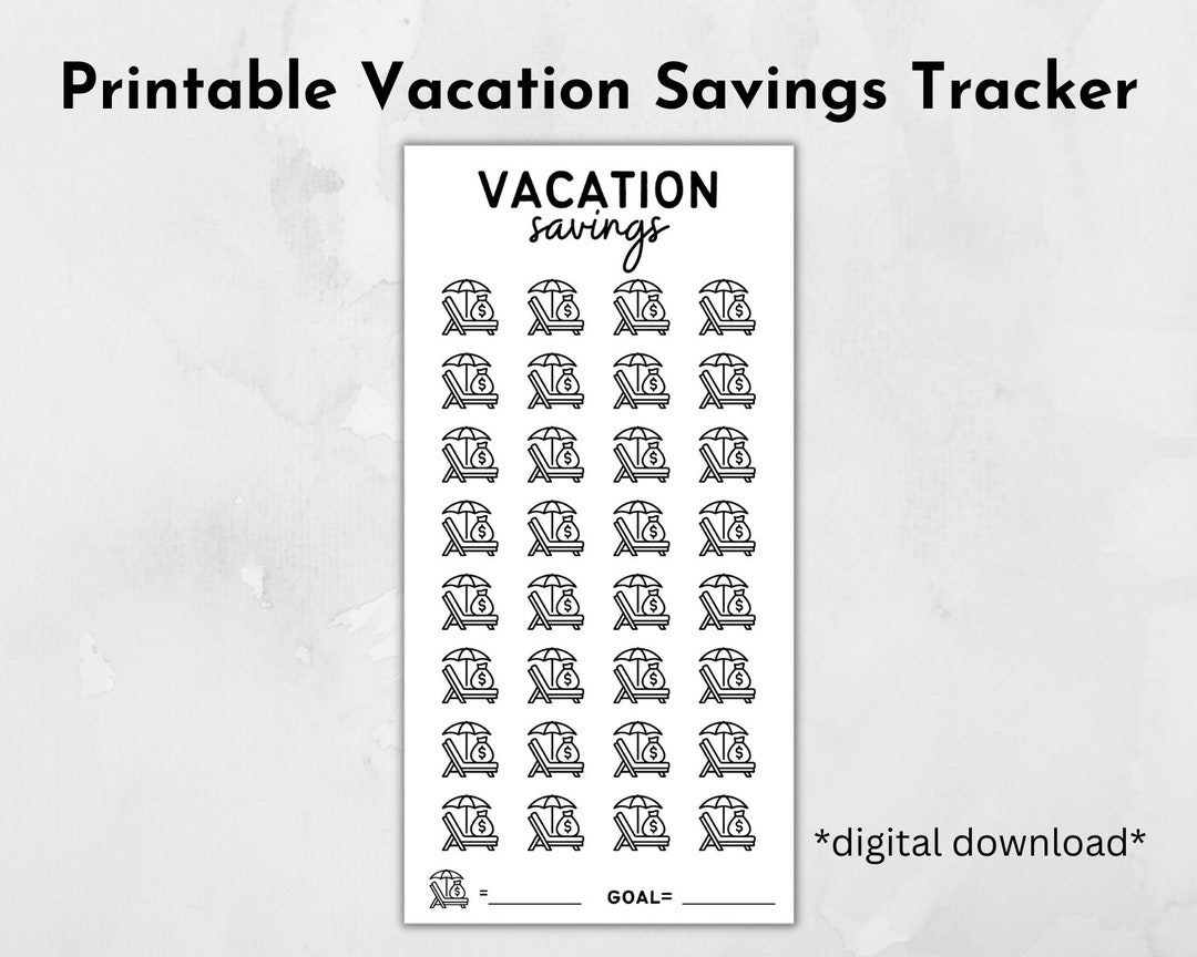 Printable Vacation Savings Tracker, Print at Home Savings Challenge ...