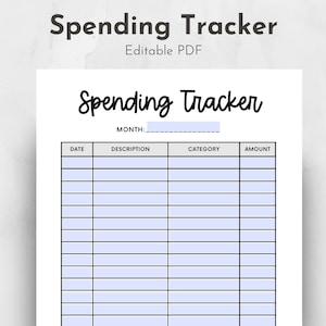 Printable Spending Tracker, Yearly Spending Tracker, Yearly Spending ...