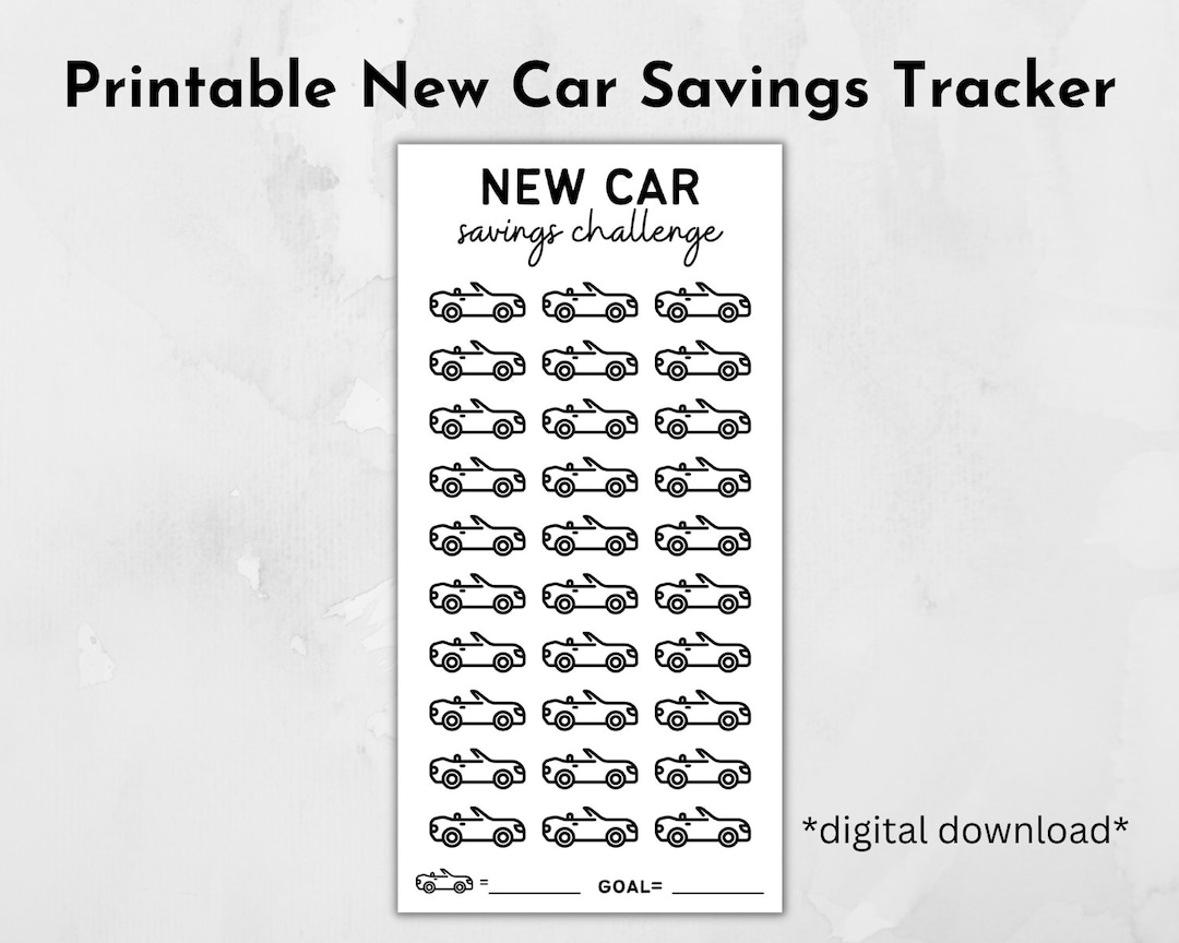 New Car Savings Challenge: Printable Tracker (digital Download) - Etsy