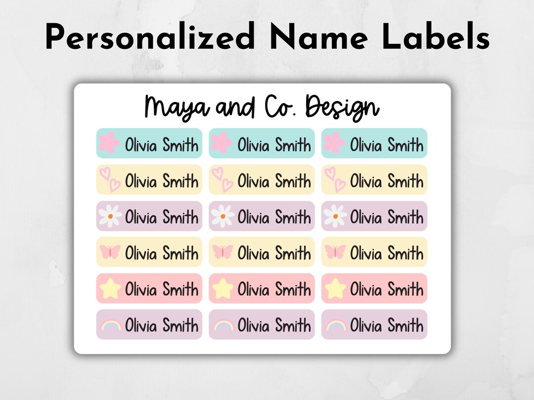 Pastel School and Daycare Labels - Personalized - Waterproof - Name ...