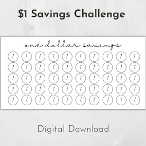 Printable One Dollar Savings Challenge, Digital Download, PDF - Etsy