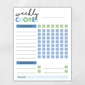 Printable Weekly Chore Chart, Editable Chore Charts, Kids Chore Chart ...