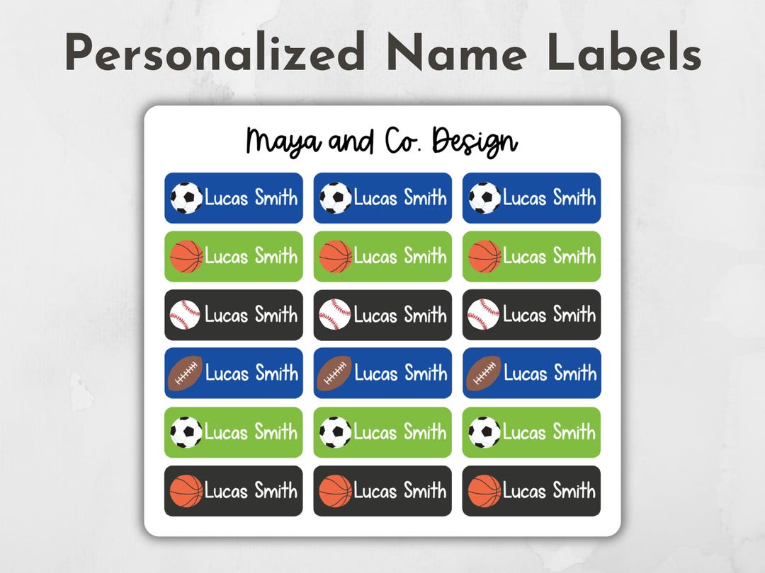 Sports School Labels - Daycare Labels - Sports Labels - Personalized ...