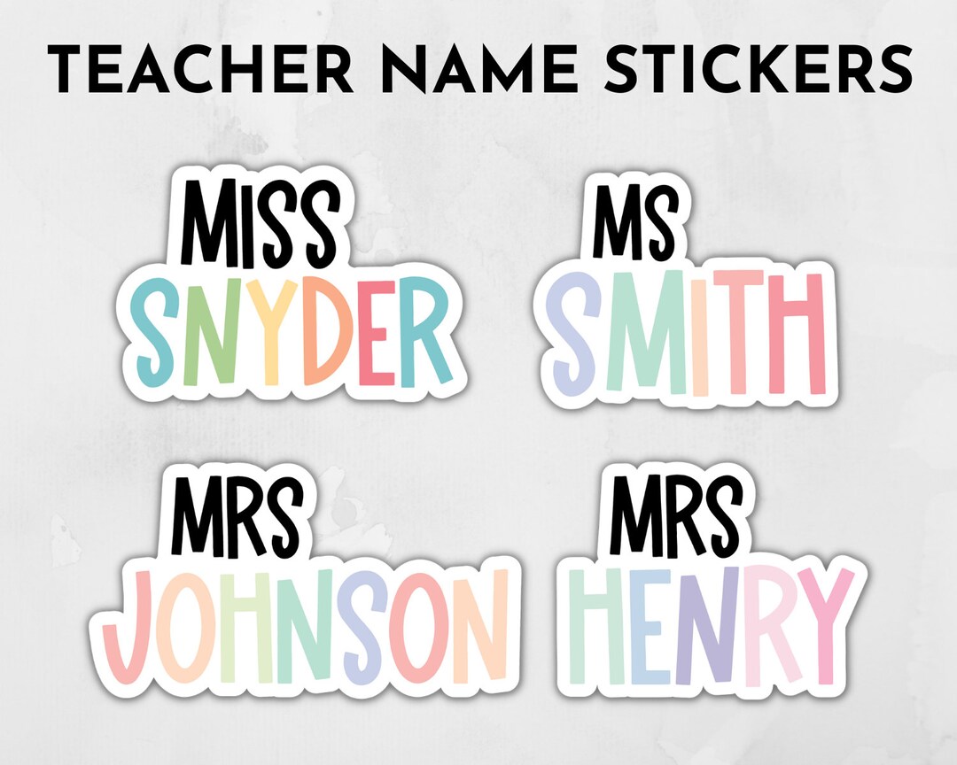 Custom Teacher Sticker, Personalized Teacher Sticker, Teacher Name ...