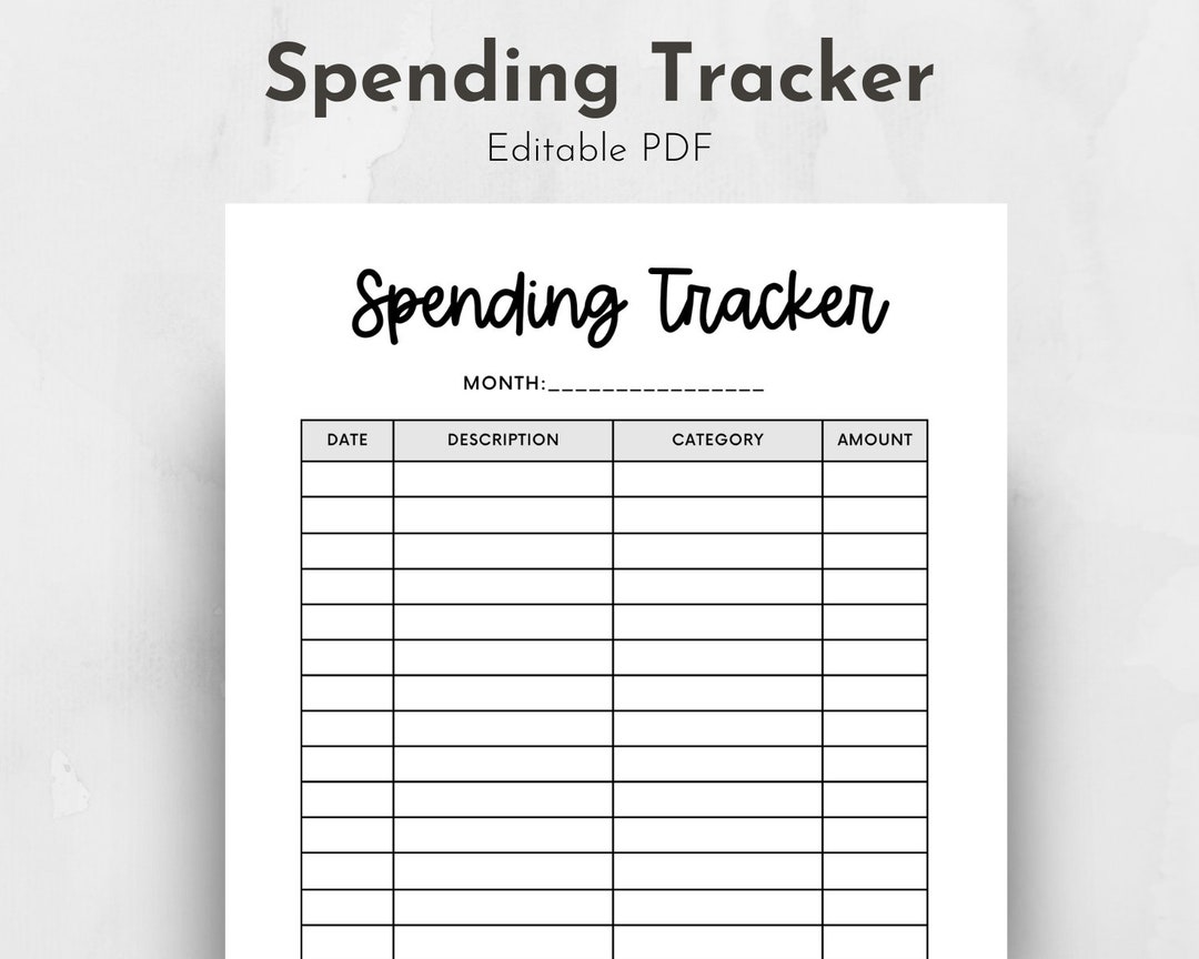Printable Spending Tracker, Yearly Spending Tracker, Yearly Spending ...