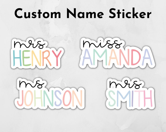 Personalized Teacher Sticker Custom Teacher Name Sticker Teacher Gift ...