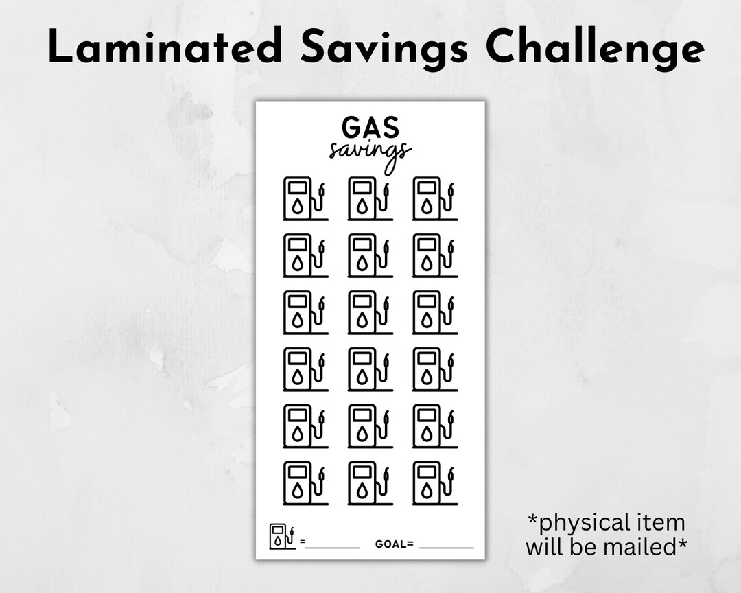 Gas Savings Challenges Laminated Savings Challenge Cash Trackers A6 ...