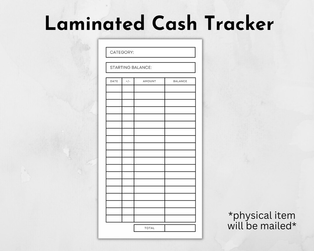 Cash Trackers Laminated Cash Expense Trackers A6-cash Envelopes Budget ...