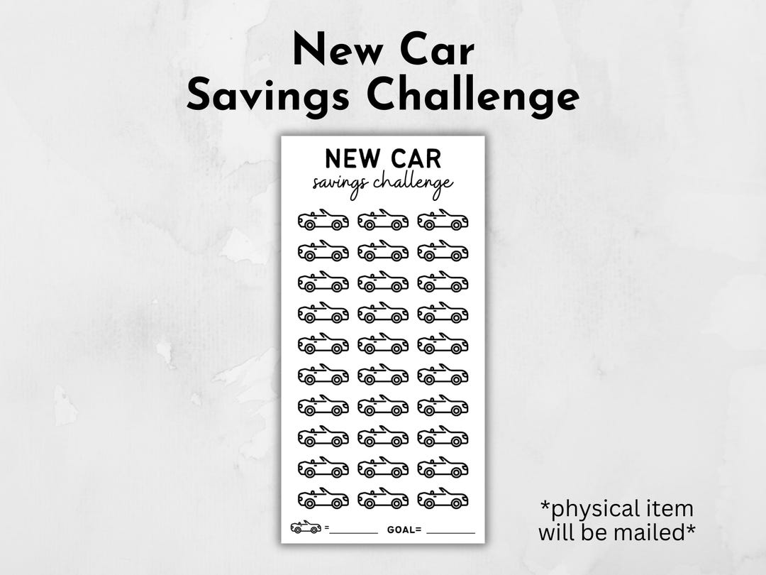 New Car Savings Challenges Laminated Savings Challenge Cash Trackers A6 ...