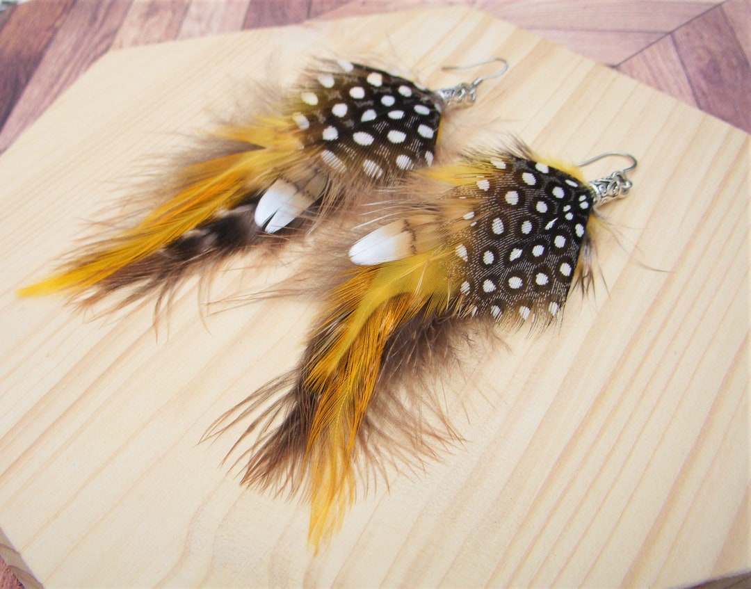 Long Feather Earring , Dangling Earrings , Natural Feather Jewelry ...