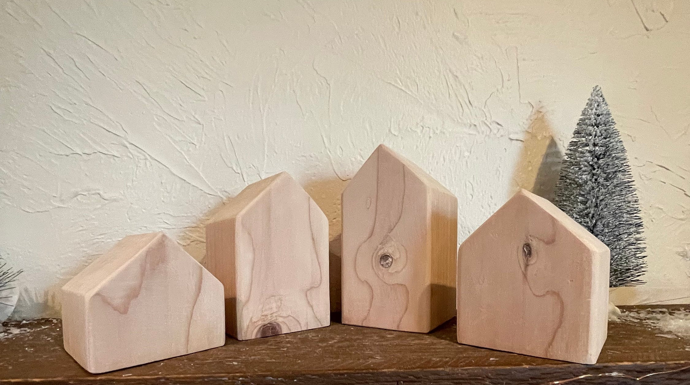 Wood House Diy Unfinished Block Little Wooden Houses - Etsy
