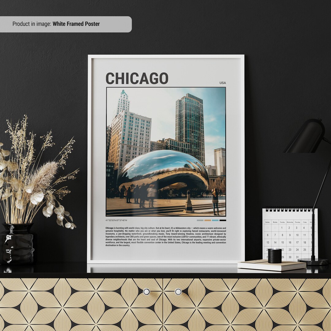 Chicago Poster | Travel Poster | Travel Wall Art | Minimal Travel Wall ...