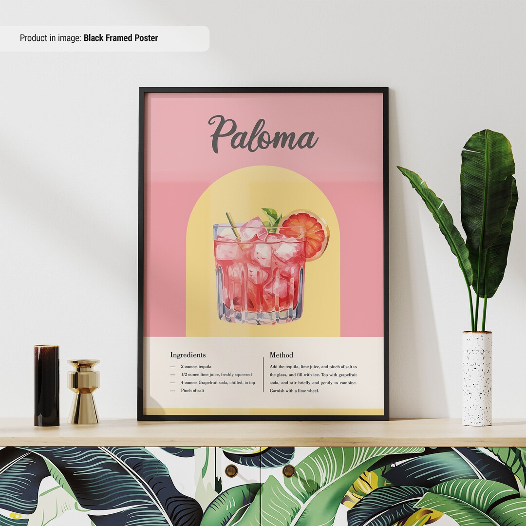 Paloma Art Print, Bar Wall Art, Cocktail Recipe Art, Trendy Wall ...