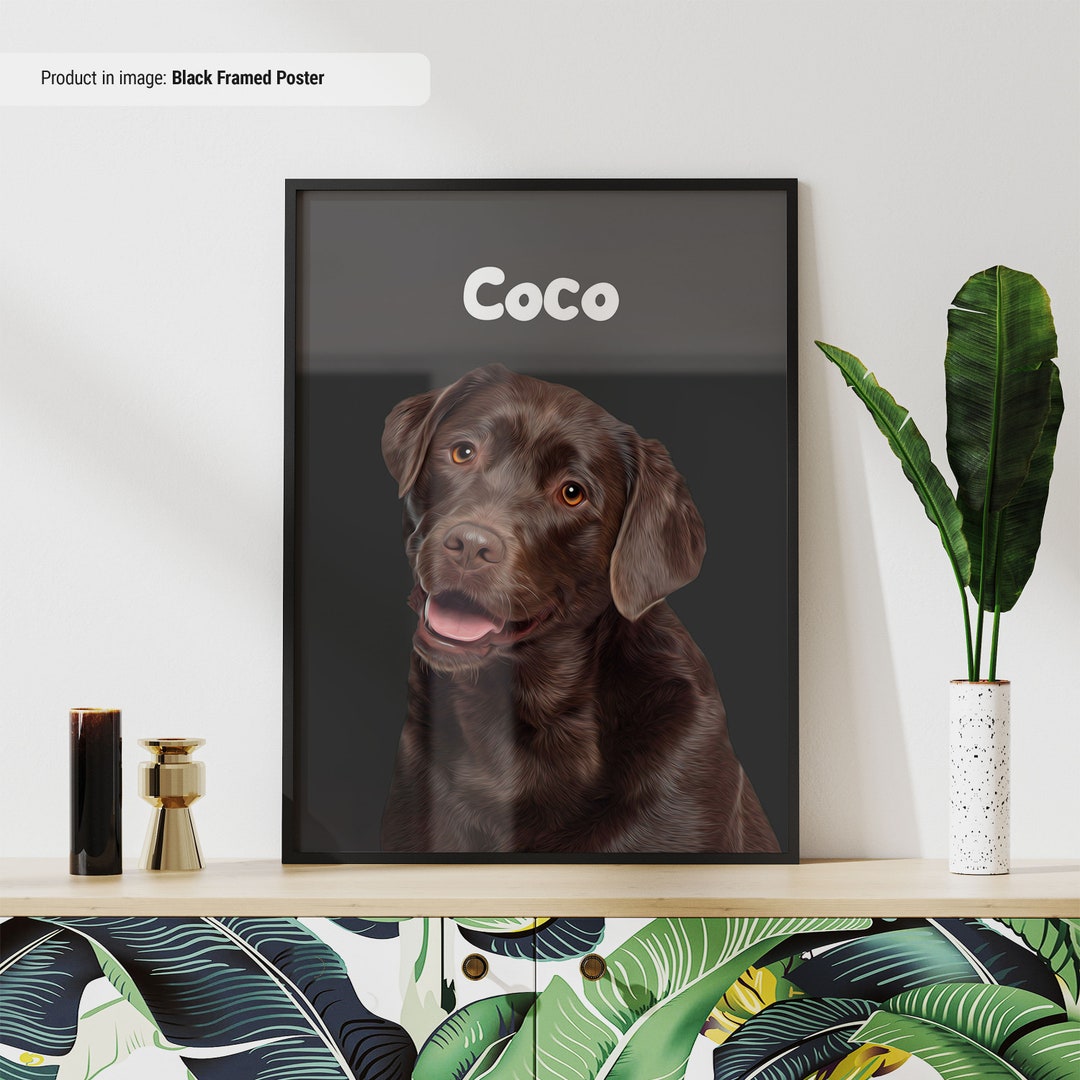 Custom Pet Portrait Poster | Dog Portrait From Photo | Dog Lovers Gifts ...