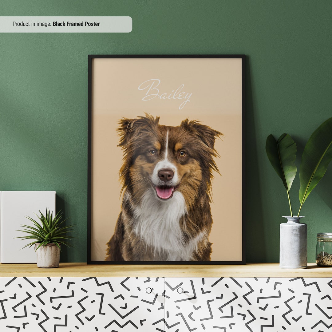 Custom Pet Portrait Poster | Dog Portrait From Photo | Dog Lovers Gifts ...