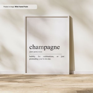 Champagne Poster | Champagne Definition | Alcohol Wall Art | Bar Cart ...