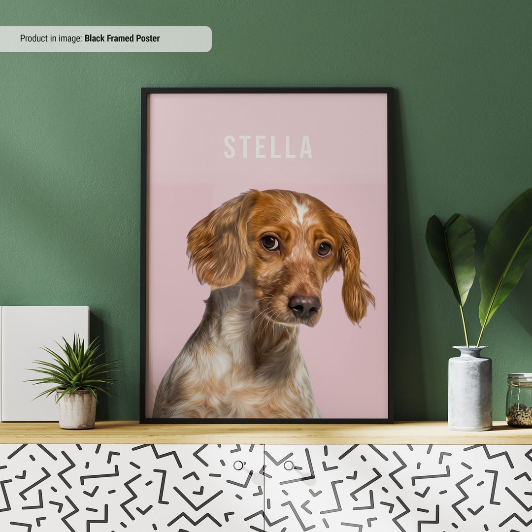 Custom Pet Portrait Poster | Dog Portrait From Photo | Dog Lovers Gifts ...