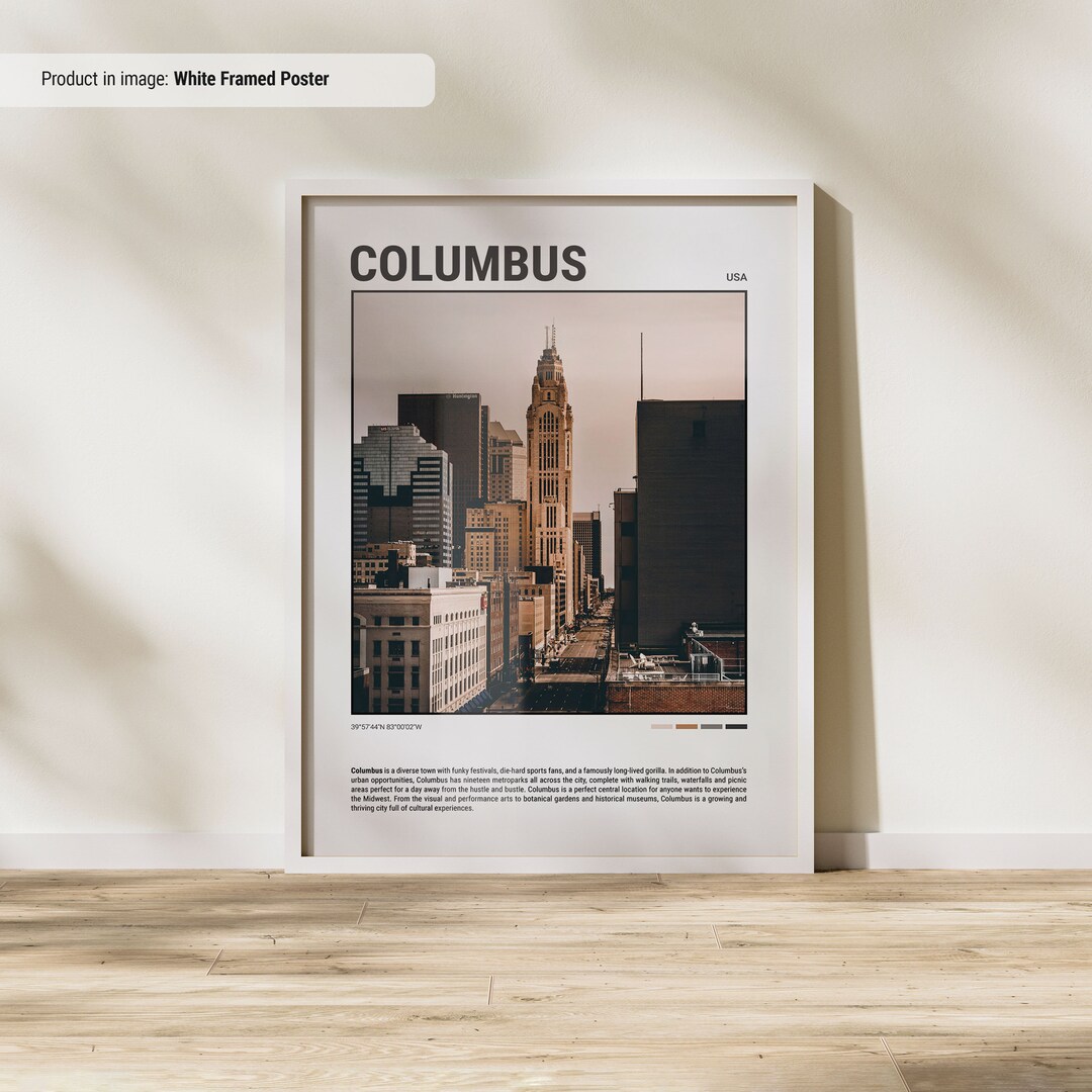 Columbus Poster | Travel Poster | Travel Wall Art | Minimal Travel Wall ...