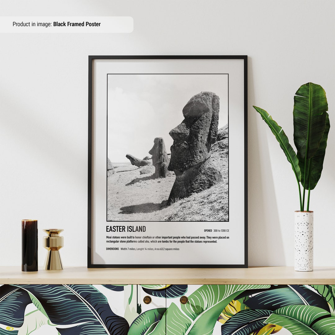 Giant Heads Poster | Easter Island | Chile | Travel Poster | Travel ...