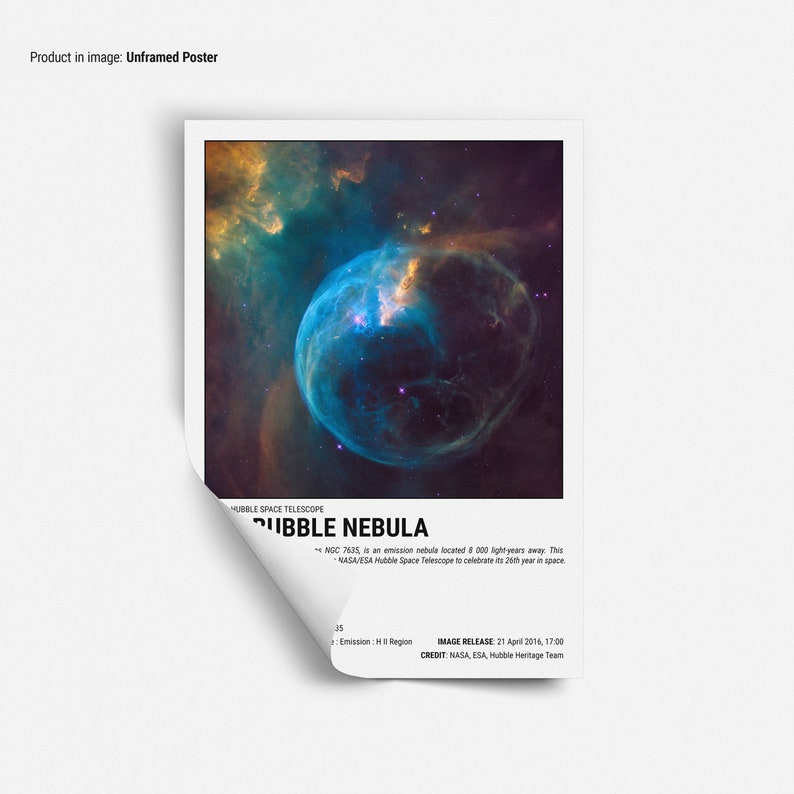 Bubble Nebula Poster | NASA Hubble Telescope Space Art Print - Etsy